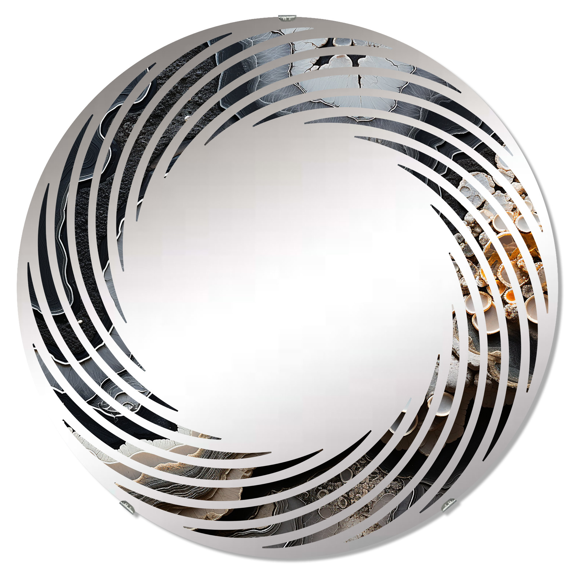 DesignArt Grey Stone Geode Minimalism I - Spiral Wall Mirror|Round ...