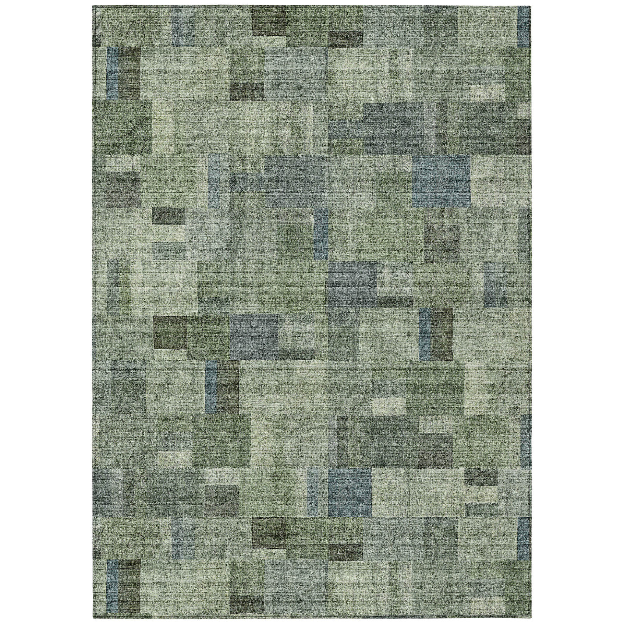 HomeRoots 8' X 10' Green And Mint Green Geometric Washable Indoor ...