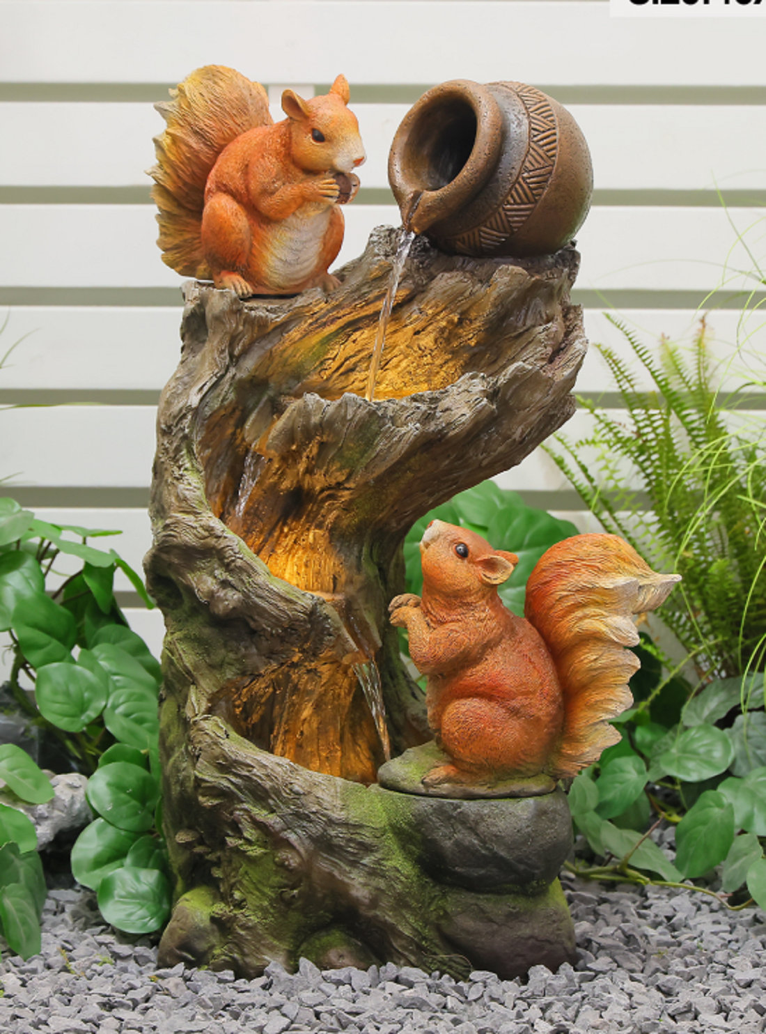 Millwood Pines Water Feature Decor Squirrel Tree Stump Water Fountain ...