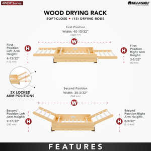 Rev-A-Shelf Wood Drying Rack With BLUM Soft-Close Slides | Wayfair