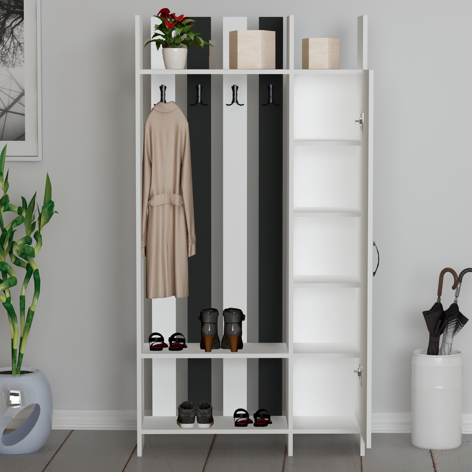 East Urban Home Hall Tree with Shoe Storage | Wayfair