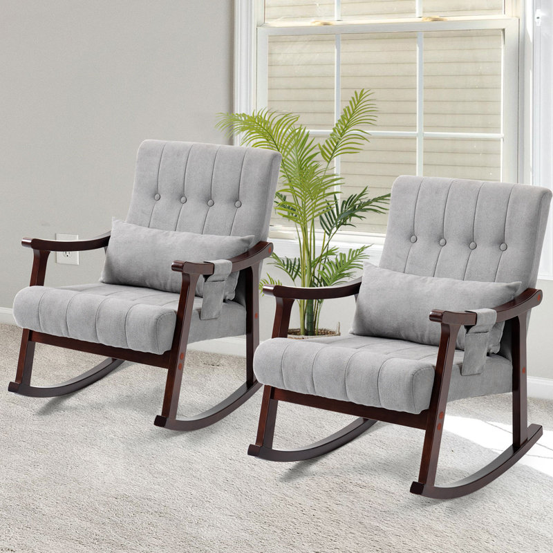 Lark Manor™ Polyester Upholstered Rocking Chair With Massage Lumbar ...