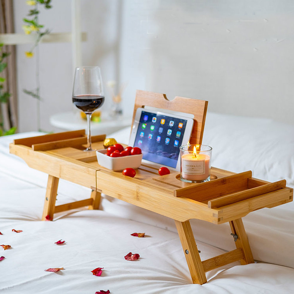 Millwood Pines 43.3 Inch Length Bathtub Caddy Tray (Natural)- Bamboo ...