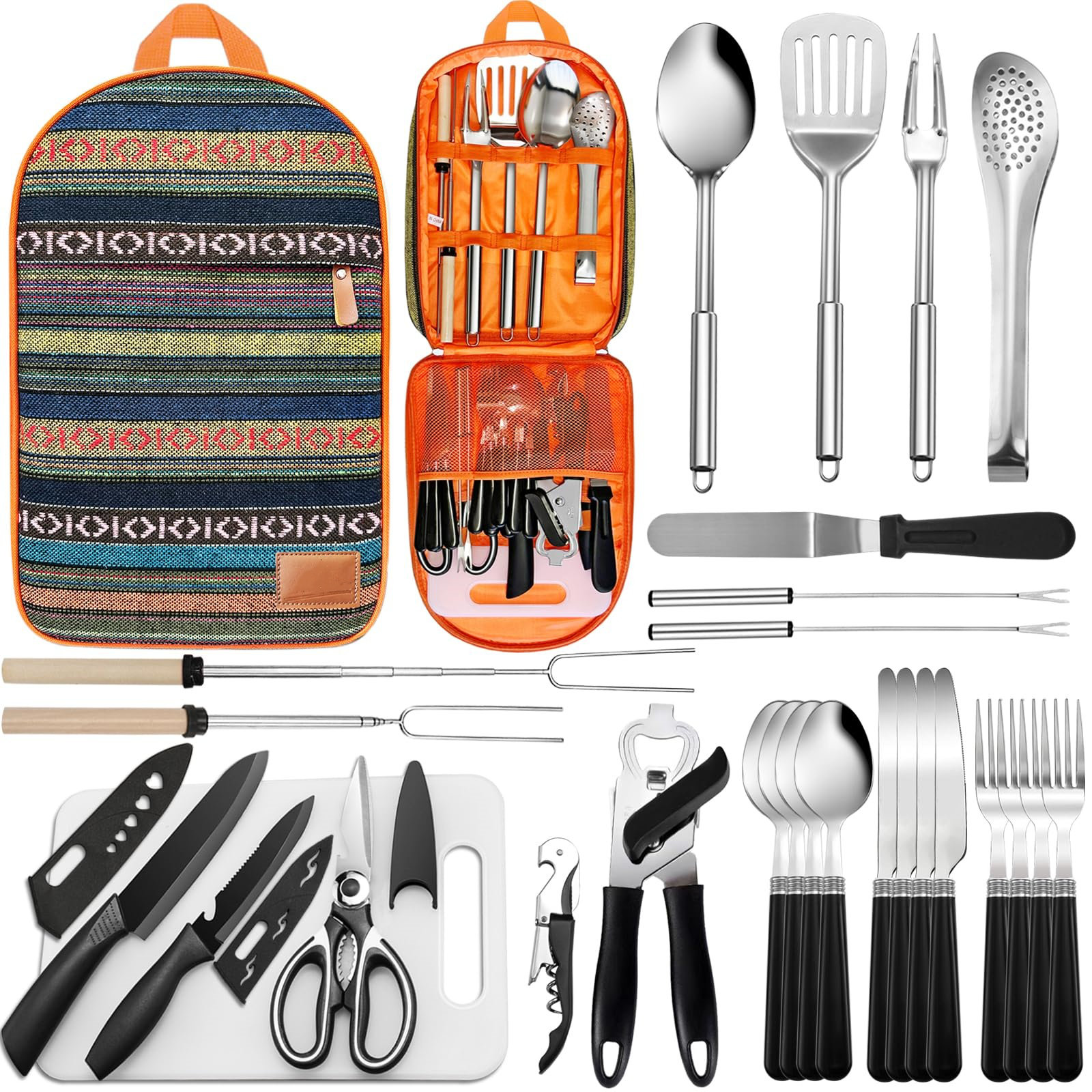 LIFETIME FLOORING LLC Portable Camping Kitchen Utensil Set-27 Piece ...