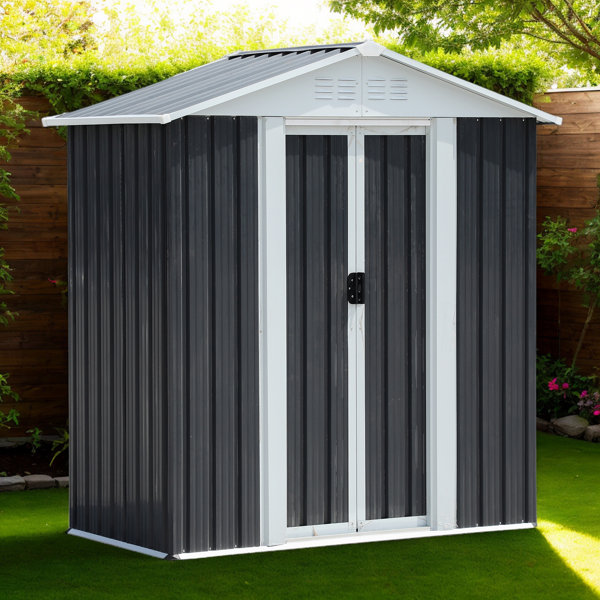 iYofe ??5X3ft Dark Grey Outdoor Storage Shed, Military-Grade Rustproof ...