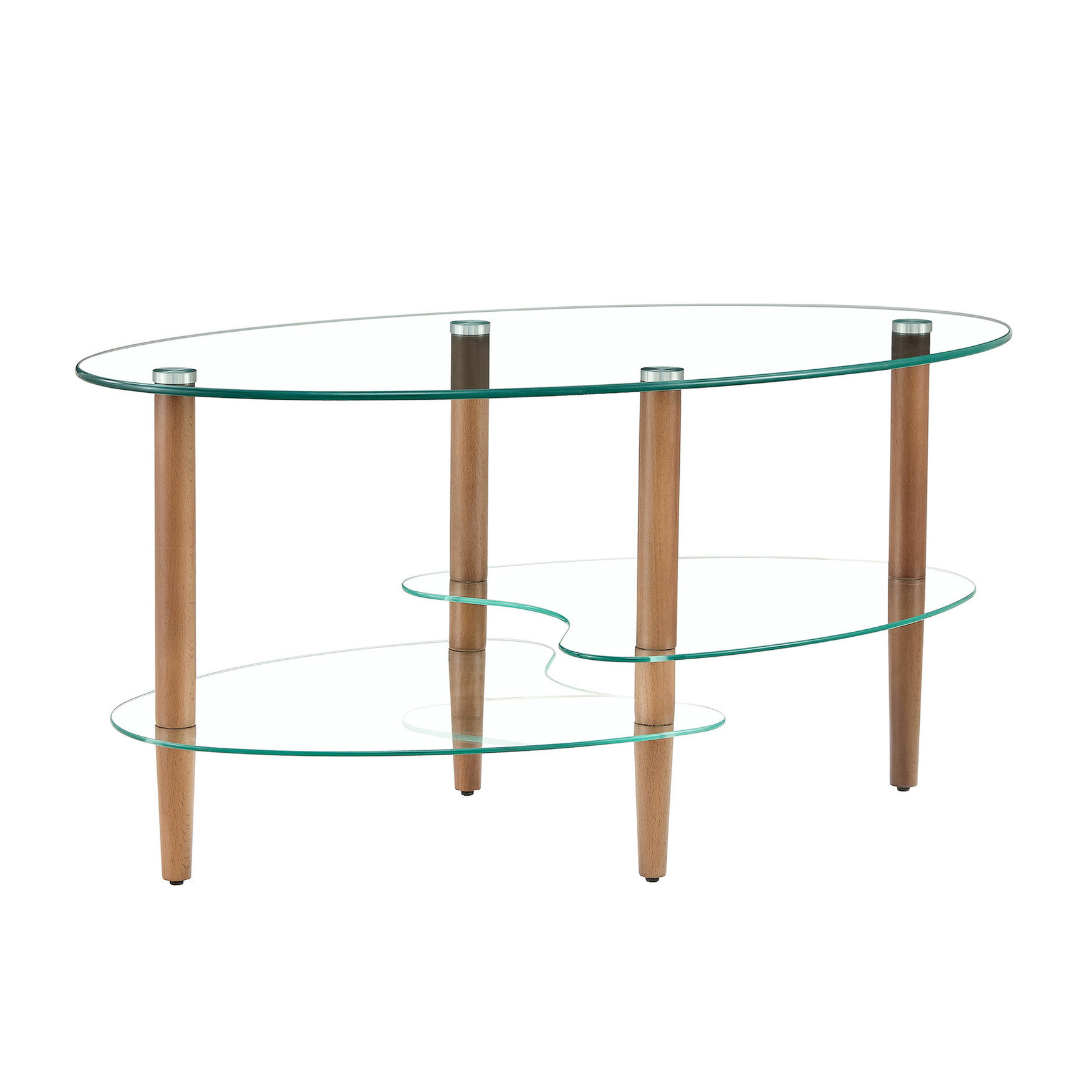 Wrought Studio™ Oval Glass Living Room Table With Hardy Oak Wood Leg ...
