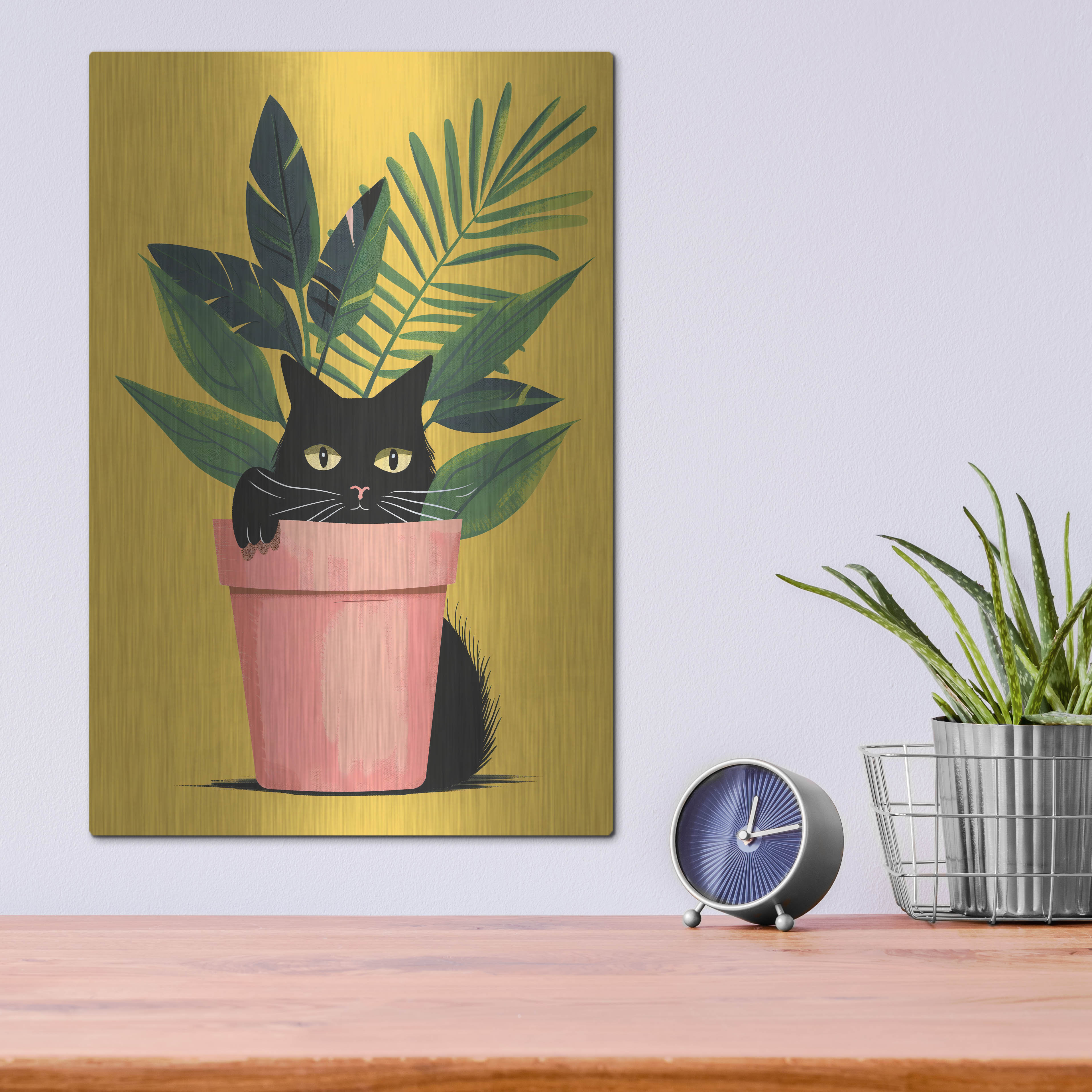 Winston Porter 'Cat In The Plant' by Andreas Magnusson Metal Wall Art ...