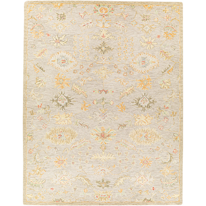 Conroe Oriental Handmade Tufted Wool Light Gray/Beige Area Rug ...