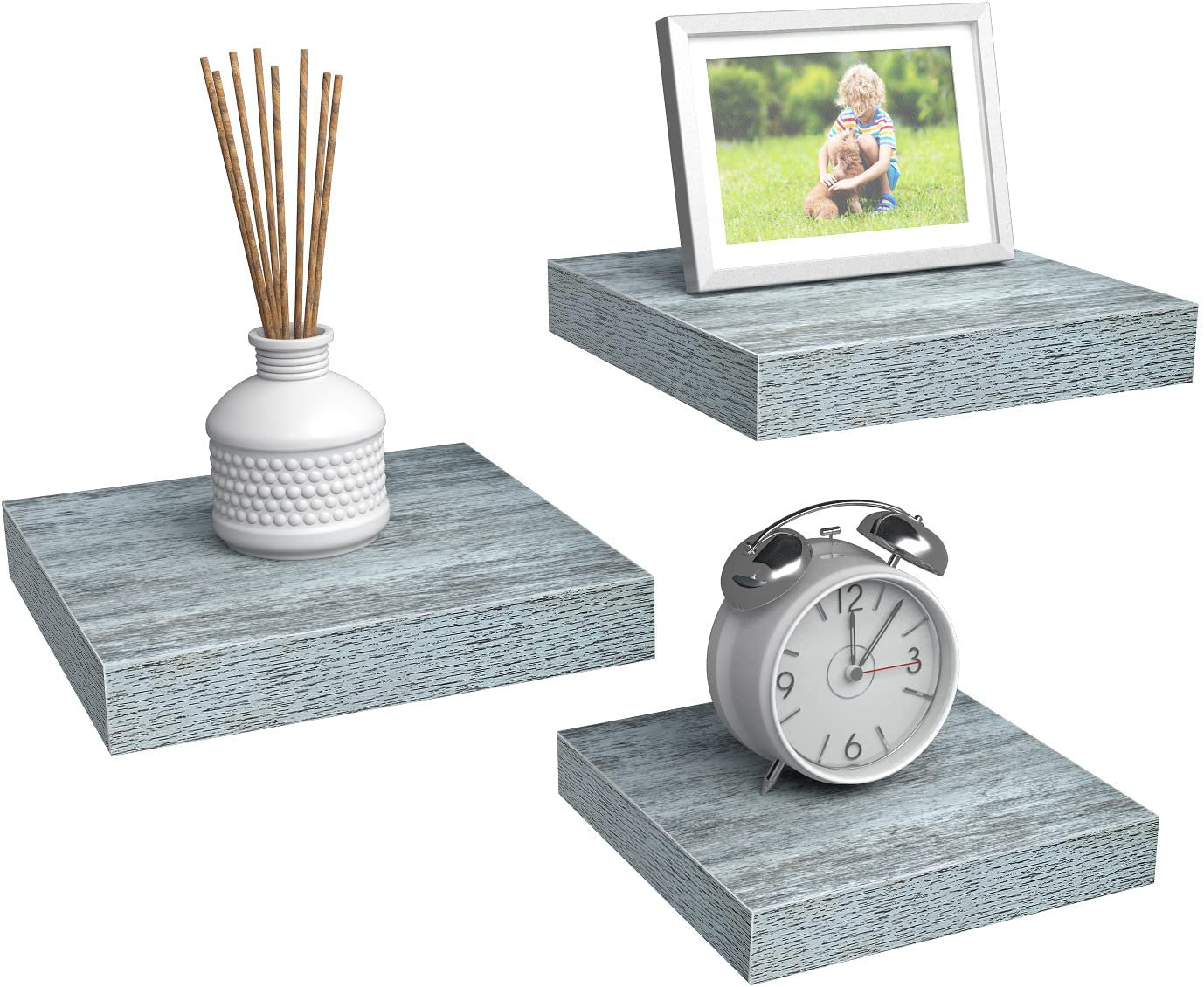 Sorbus 9" Square Tile Floating Shelves with Invisible Brackets Set of 3 ...