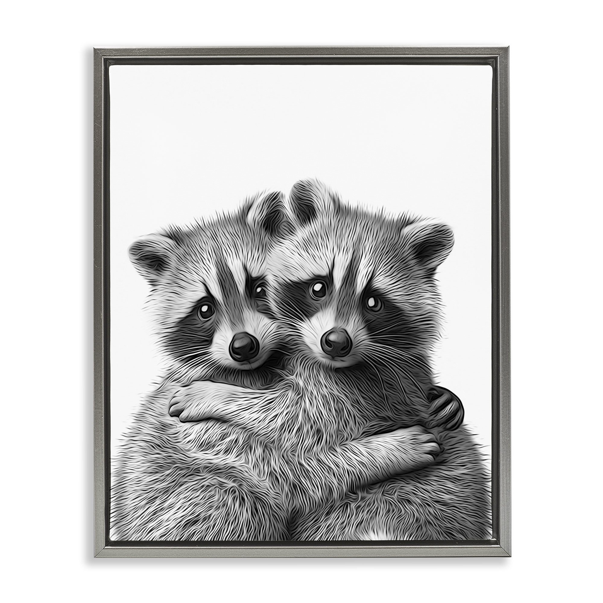 Millwood Pines Two Hugging Raccoons Framed Floater Canvas Wall Art by ...