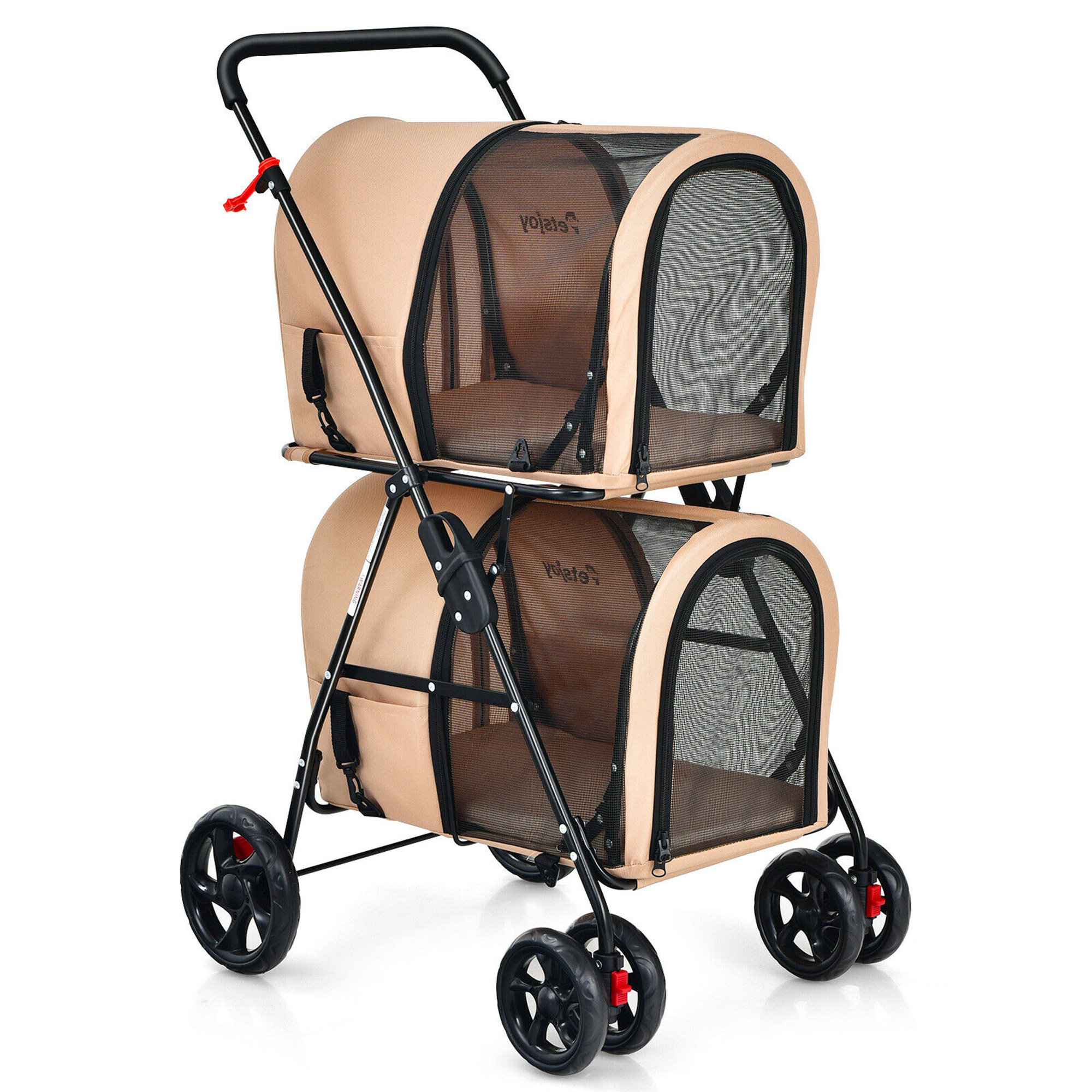 Gymax 4-in-1 Double Pet Stroller W/ Detachable Carrier Travel Carriage ...