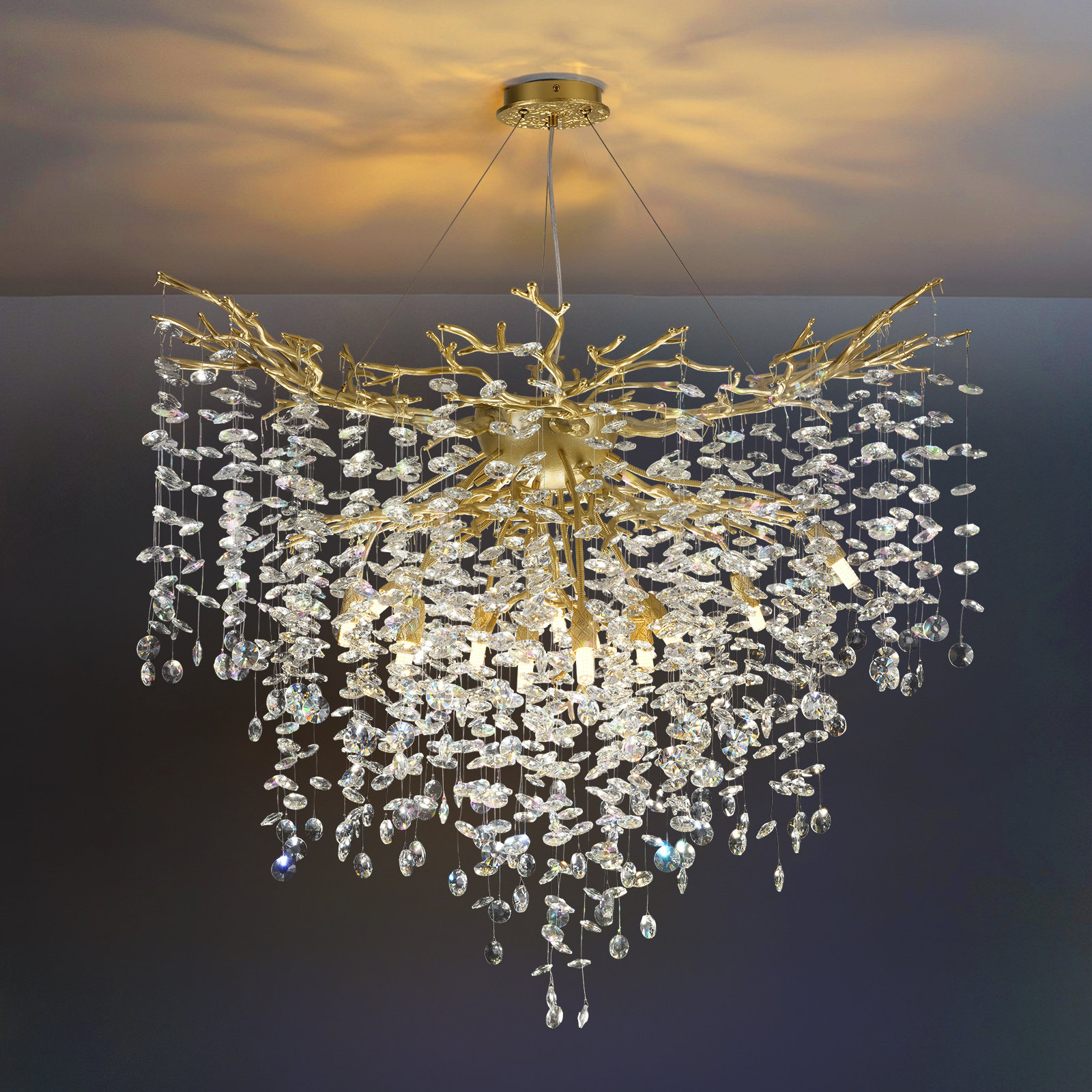 Mercer41 Diammable Tree Branches Crystal Chandelier with Crystal ...