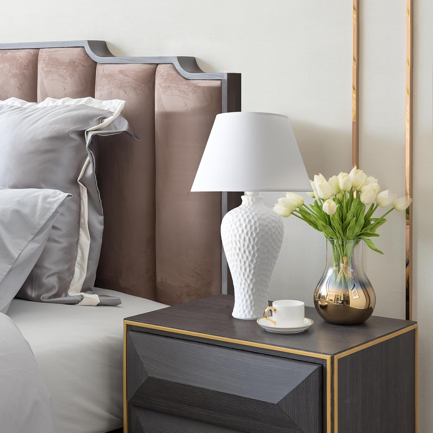 Hokku Designs Simple Designs Ceramic Table Lamp With Curvy Stucco ...