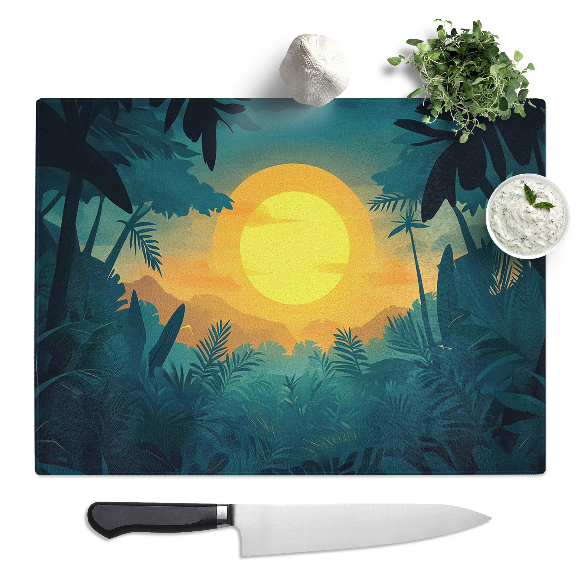 Metro Lane Jungle Sunset Glass Chopping Board | Wayfair.co.uk