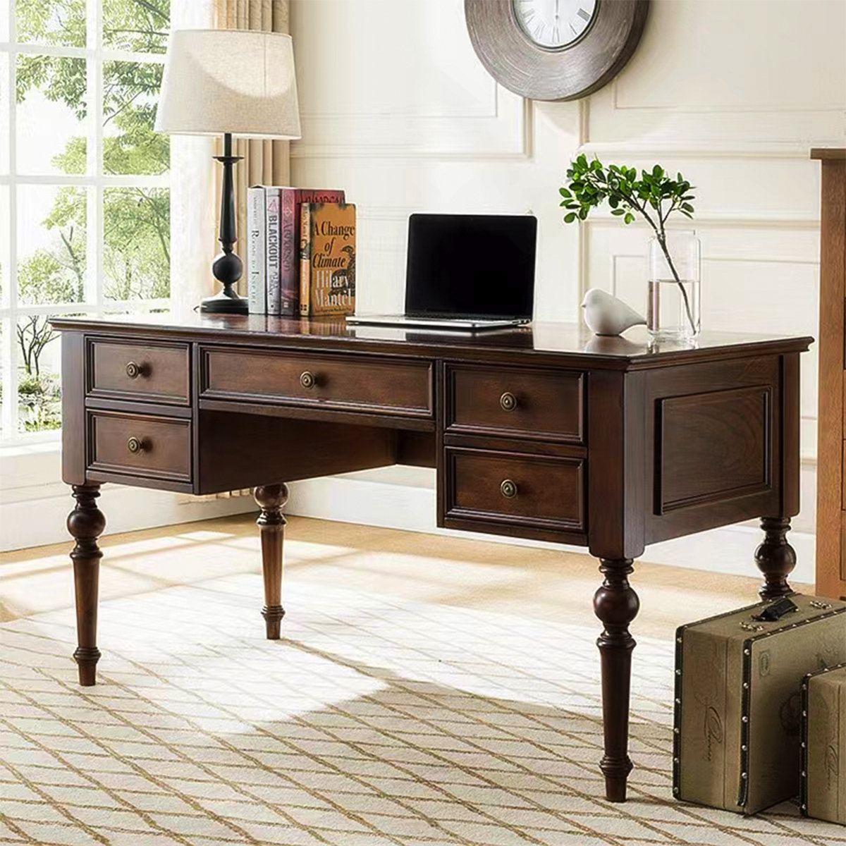 BELSUB 70.87" Brown American Country Retro Desk | Wayfair