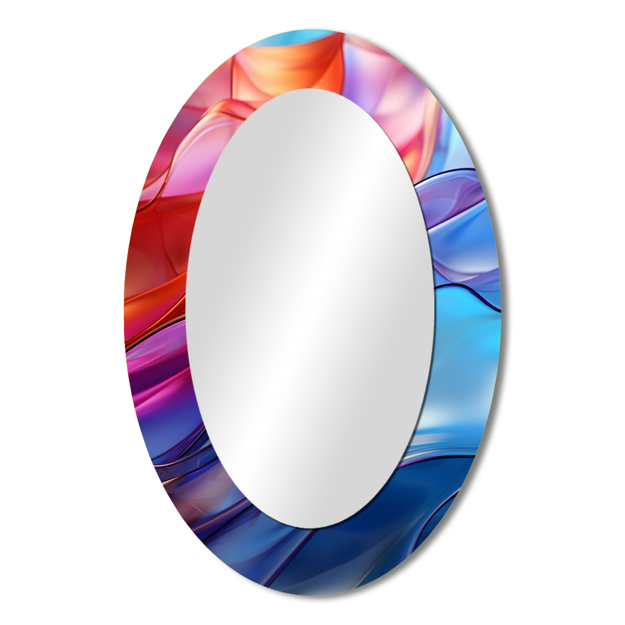 Dakota Fields Rainbow Abstract Refractions I - Landscapes Oval Decorative Mirror On Metal | Wayfair