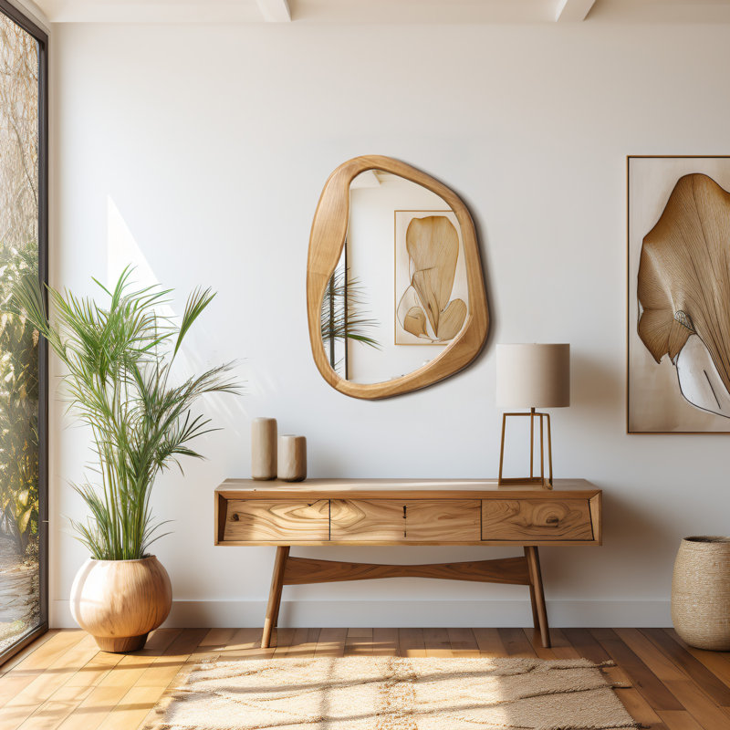 Wade Logan Organic Pine Wood Frame Asymmetrical Wall Mirror & Reviews ...