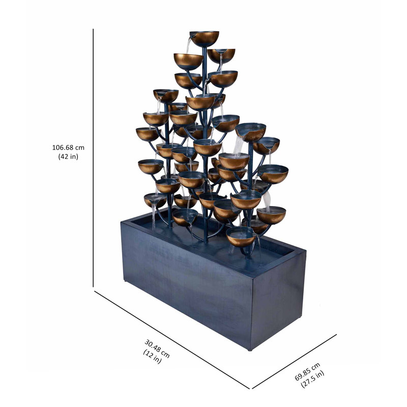 Hi-Line Gift Ltd. Multi Level Zinc Metal Tri-Stacked Cups Fountain ...