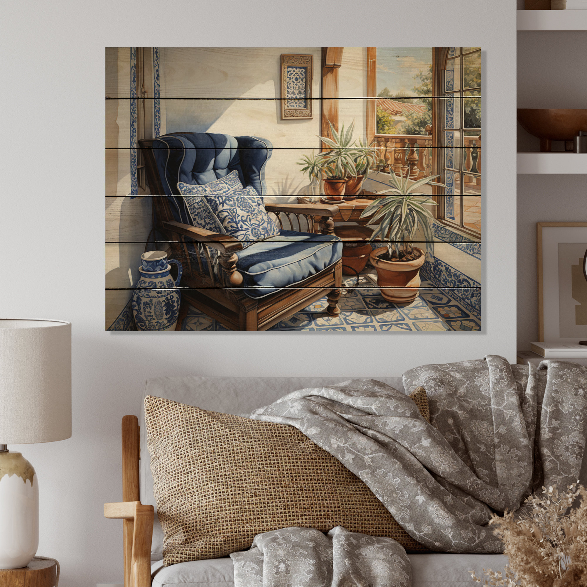 Red Barrel Studio® Blue Beige Mexican Art Vibrant Serape - Unframed ...