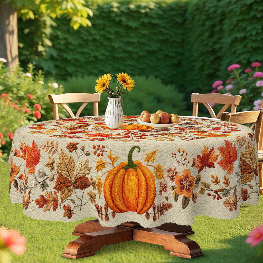 The Holiday Aisle® Fall Tablecloth Round 152cm, Thanksgiving Autumn ...