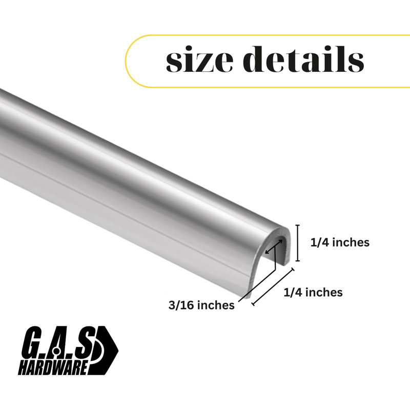 G.A.S. Hardware Snap On Repair Track Cover 1/4" for Sliding Patio Glass ...