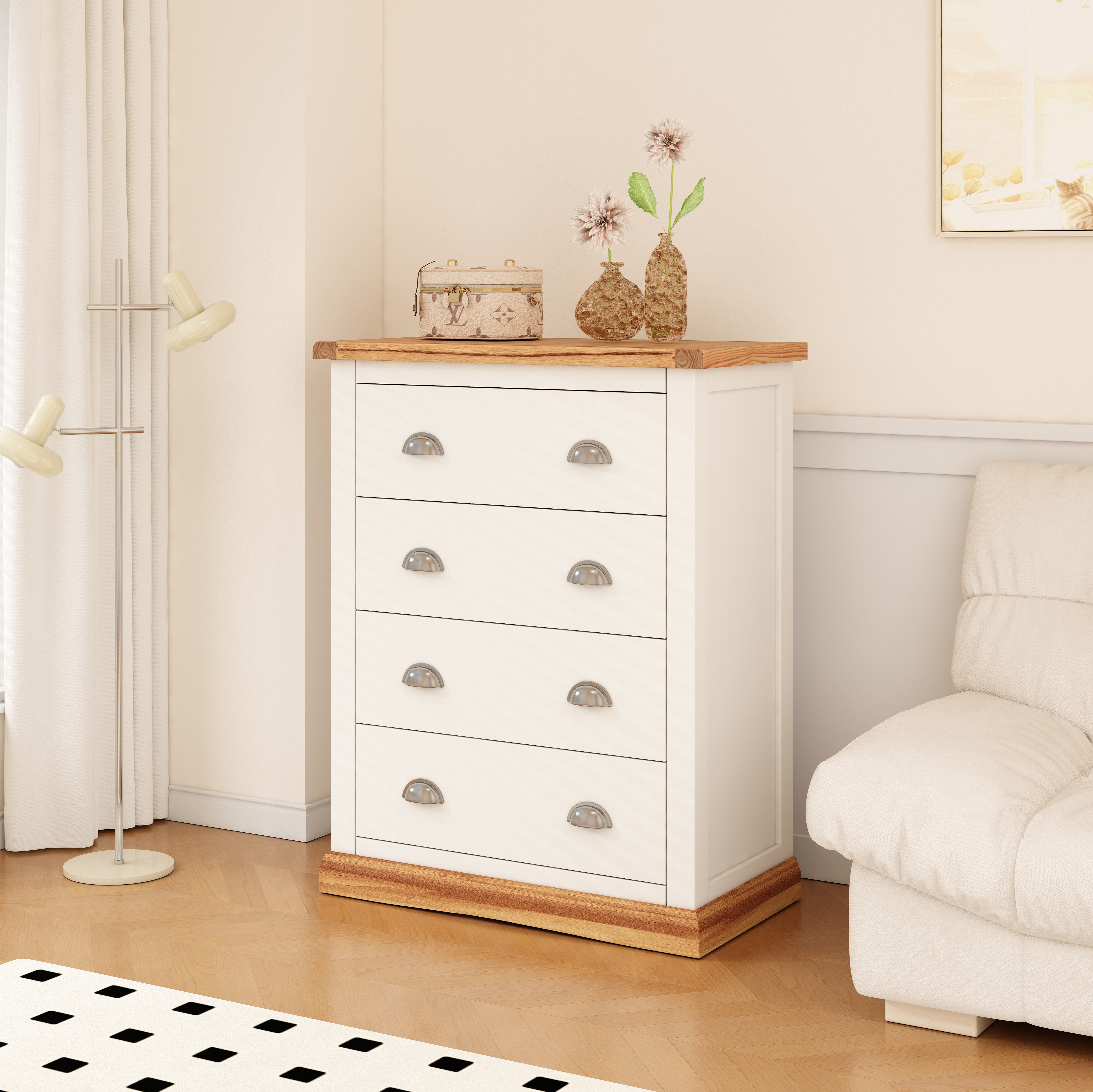 Petite 4 Drawer 70Cm Solid Wood Chest of Drawers