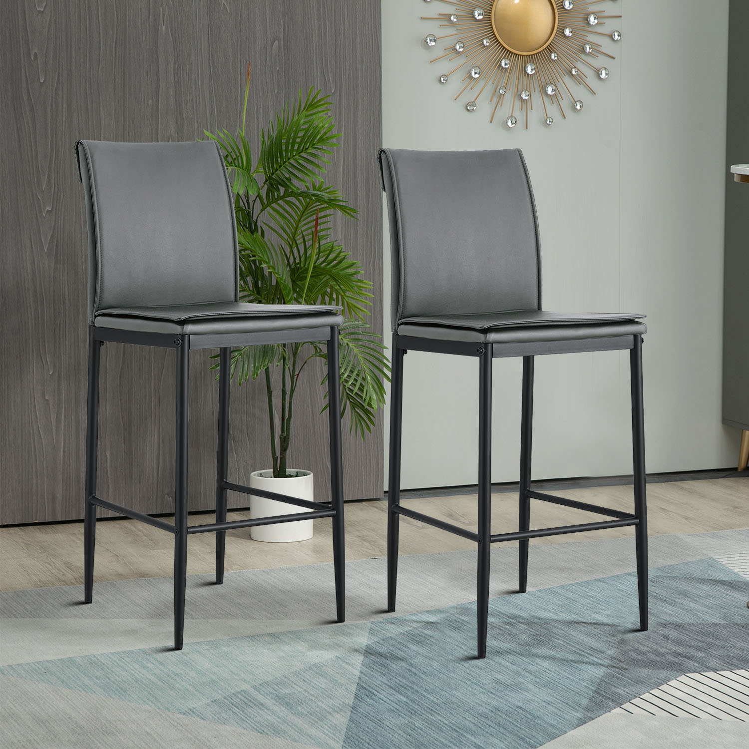 Latitude Run® Mariane PU Upholstered Counter Stools Bar Stools with ...