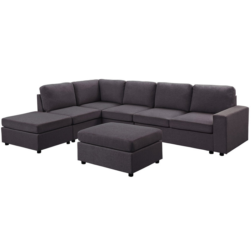 Latitude Run® Dark Gray Linen Modular With - 6 Seats, Pocket Coil ...