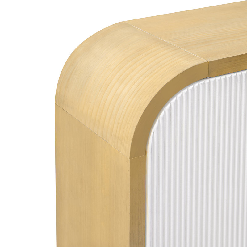 Mercer41 Curved Corner Wavy Panel Cabinet With Adjustable Shelves And ...