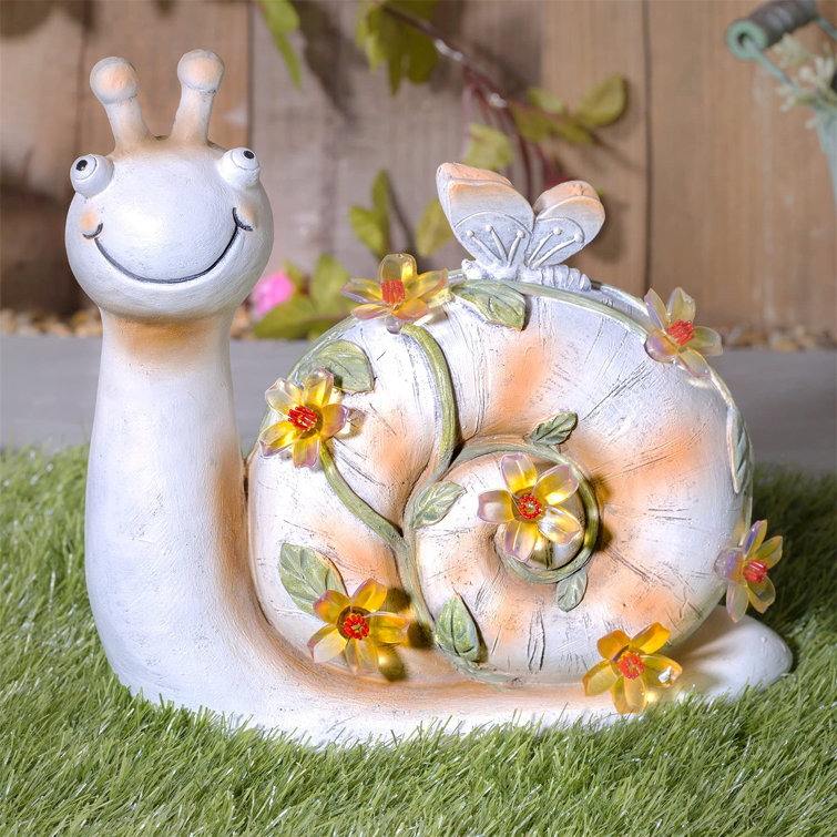 Happy Larry Garden Decoration Solar Snail Statue - Solar Animal Statue ...
