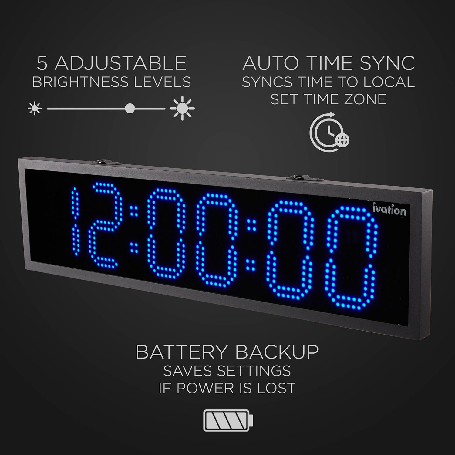 Latitude Run® Waterproof Large Digital Clock, Outdoor Large LED Clock ...