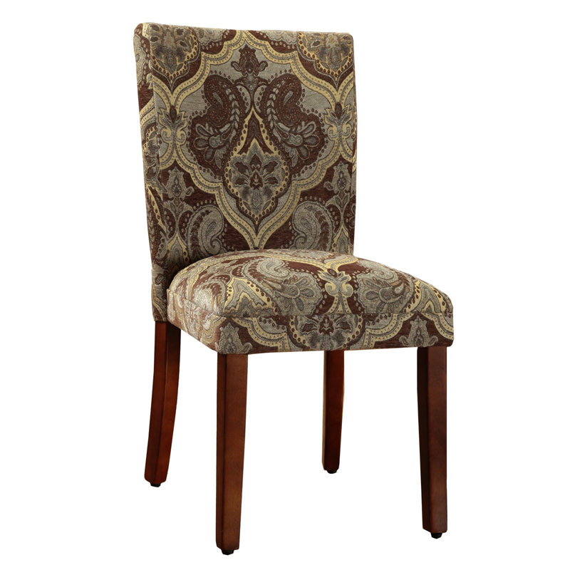 Astoria Grand Fabric Upholstered Wooden Parson Chair With Paisley Print ...
