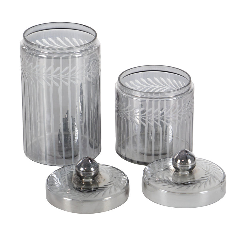 Latitude Run® Glass Handmade Gray Decorative Jars Set & Reviews | Wayfair