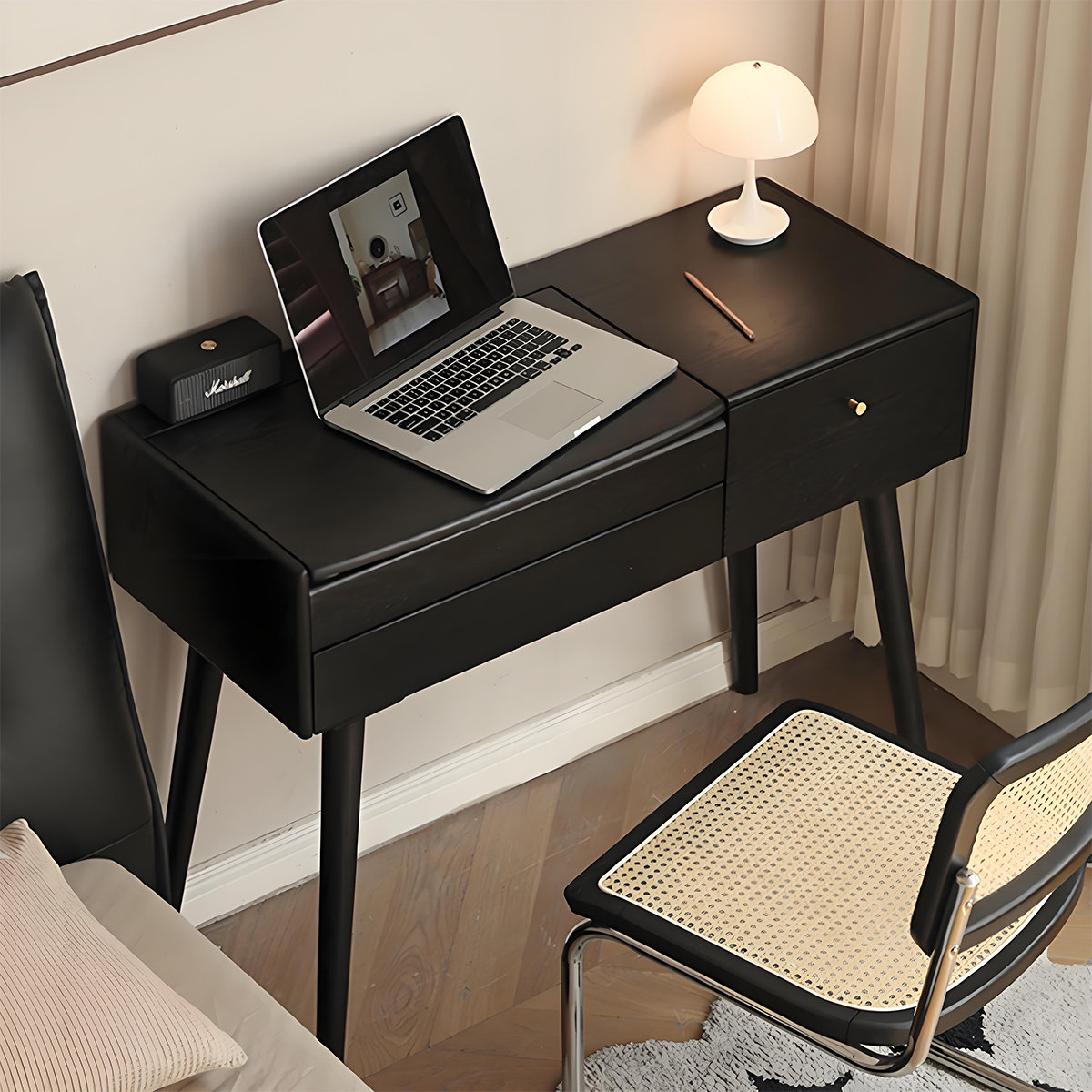 Corrigan Studio® Modern Minimalist Black Flip-Top Solid Wood Vanity ...