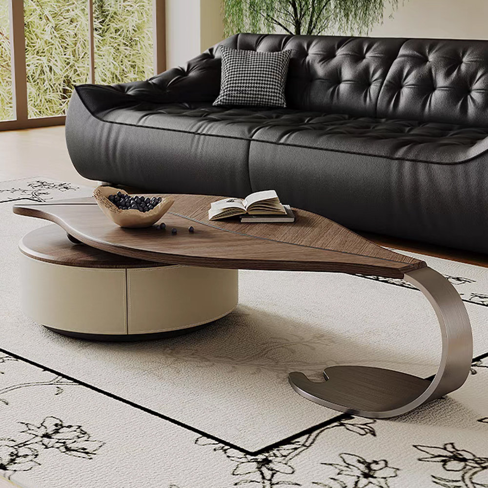 Wu's StylishVault Light luxury solid wood special shape coffee table ...