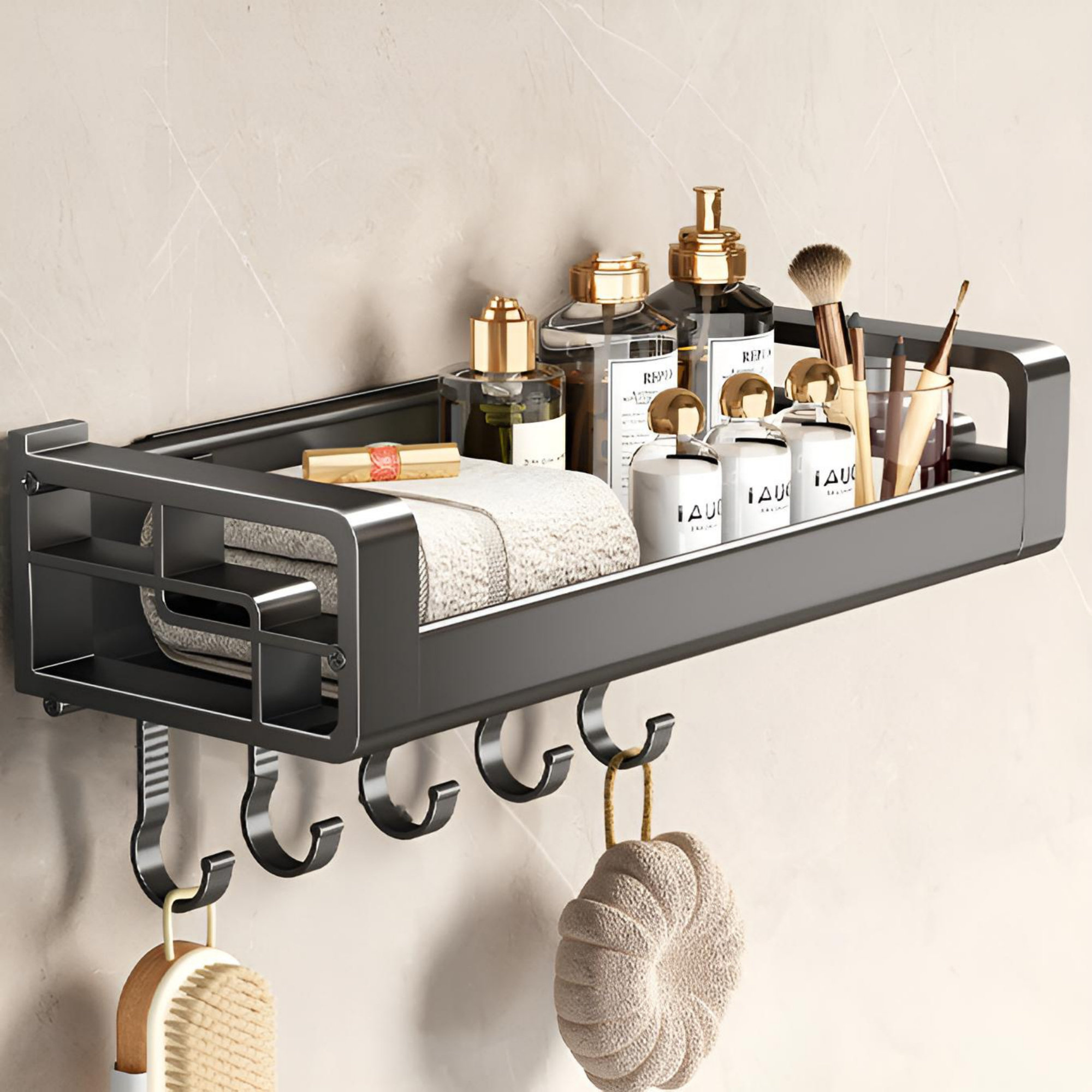 Rebrilliant Non Perforated Bathroom Storage Rack, Large Capacity ...