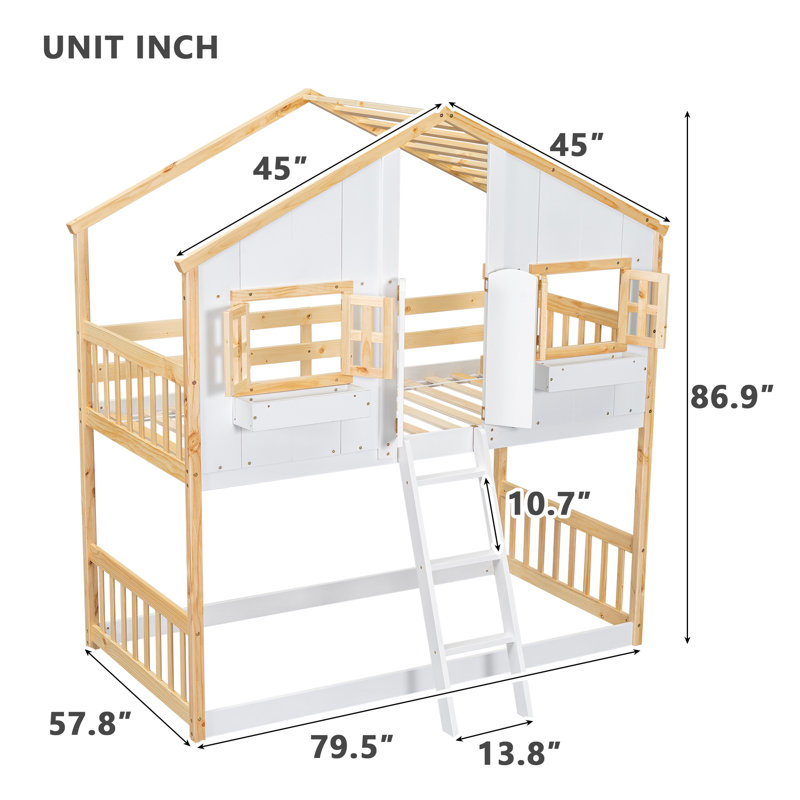 Harper Orchard Berthoud Twin Solid Wood Low Loft Bunk Bed by Harper ...