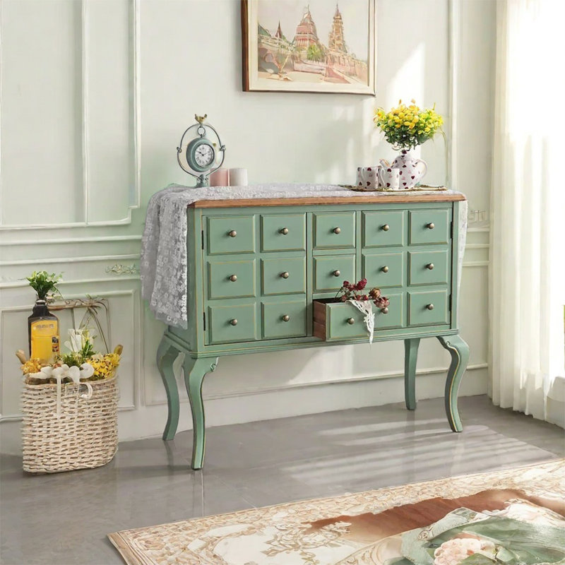 Vivid Space Creation Vintage Distressed Cabinet with Spacious Storage ...