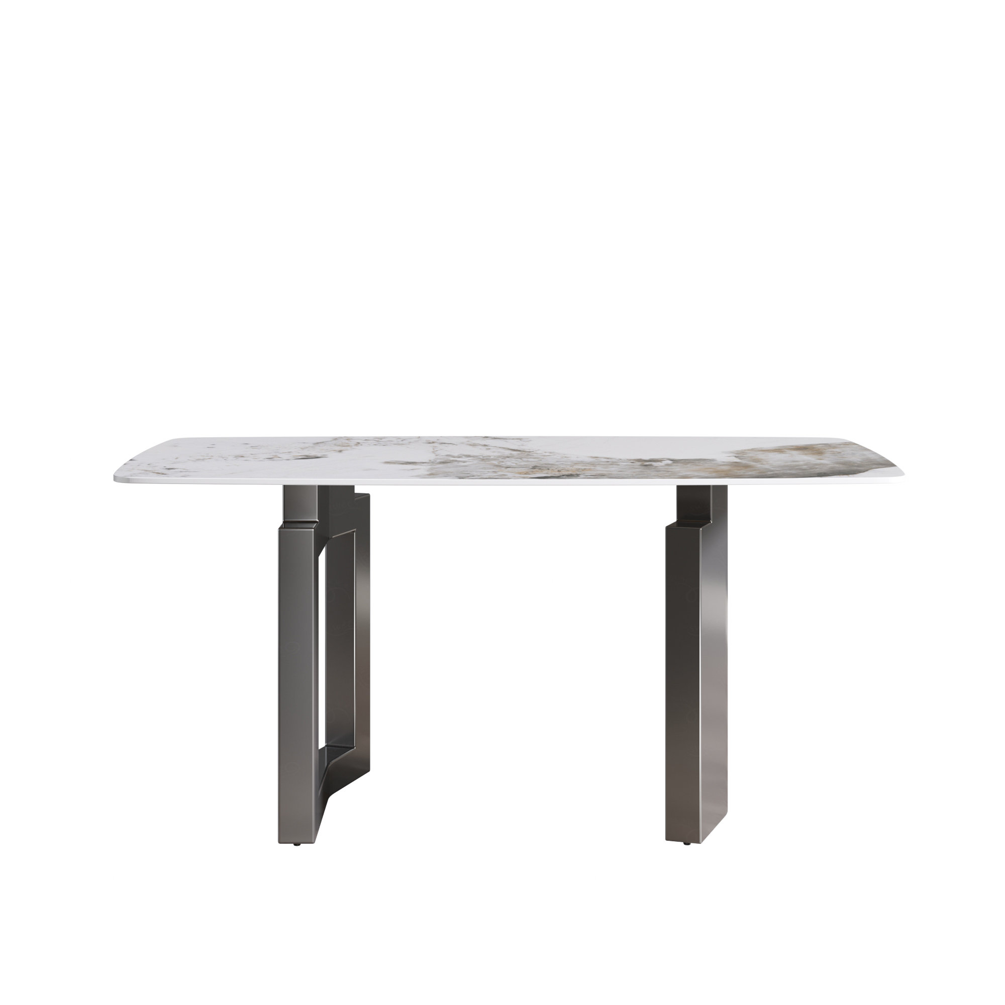 Orren Ellis 63"Modern artificial stone pandora white curved metal leg ...