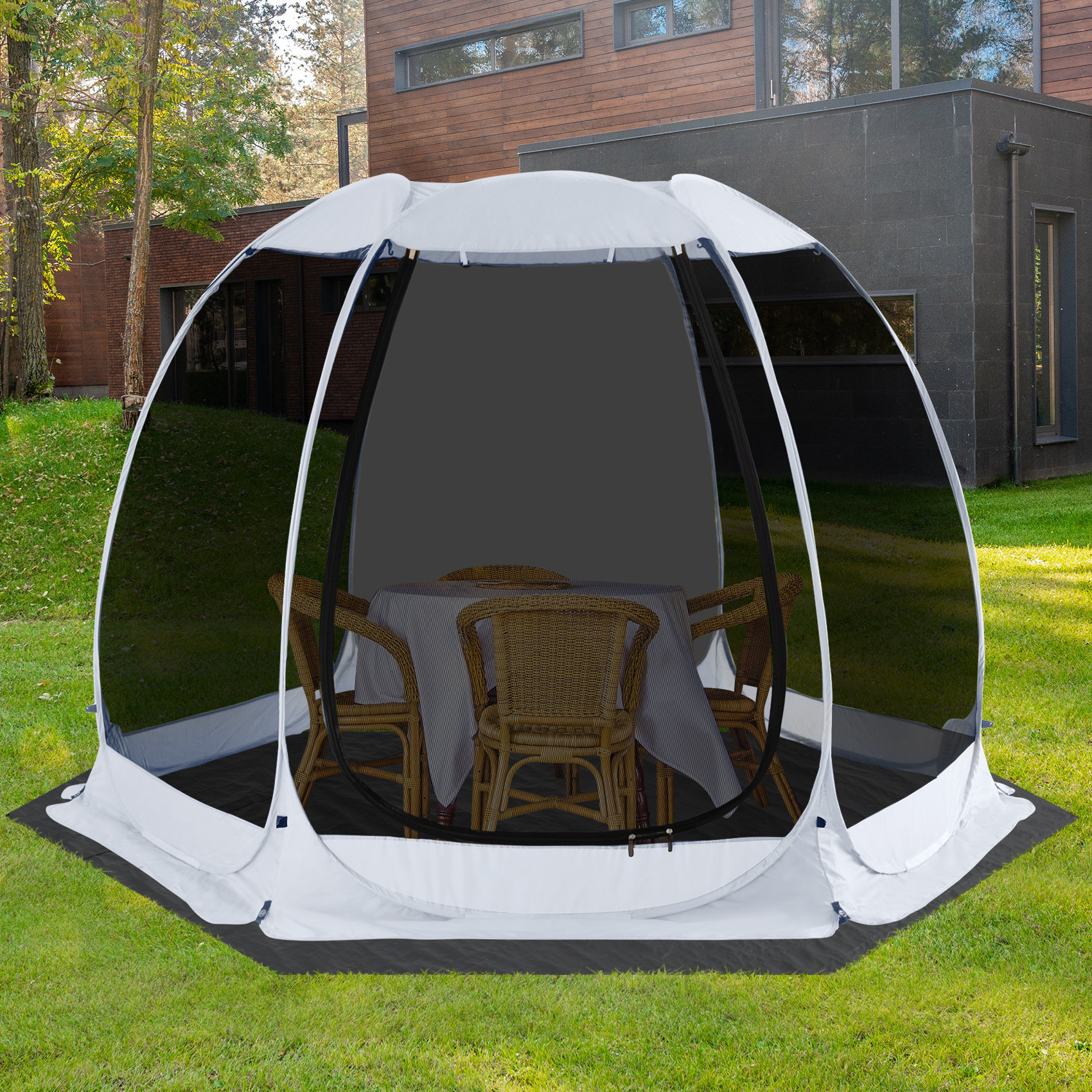 Alvantor Instant Mesh Outdoor Screen Tent with 6 Panels and Sun Shades ...