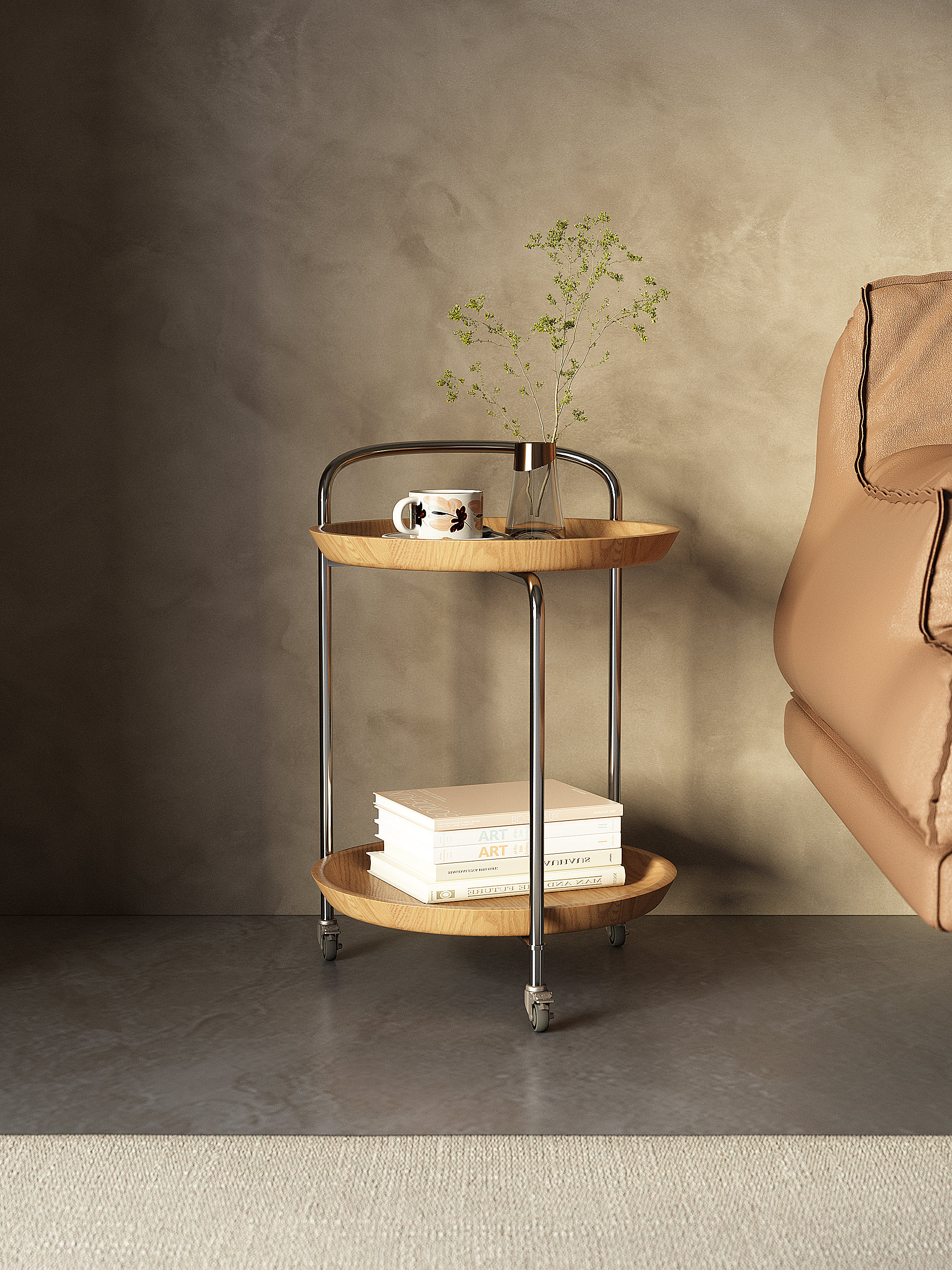 Mercer41 Stainless Steel 2-Tier Side Table with Locking Casters ...