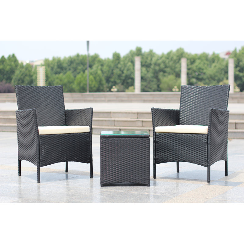 Ebern Designs Brogdon 3 Piece Rattan Conversation Set with Cushions ...