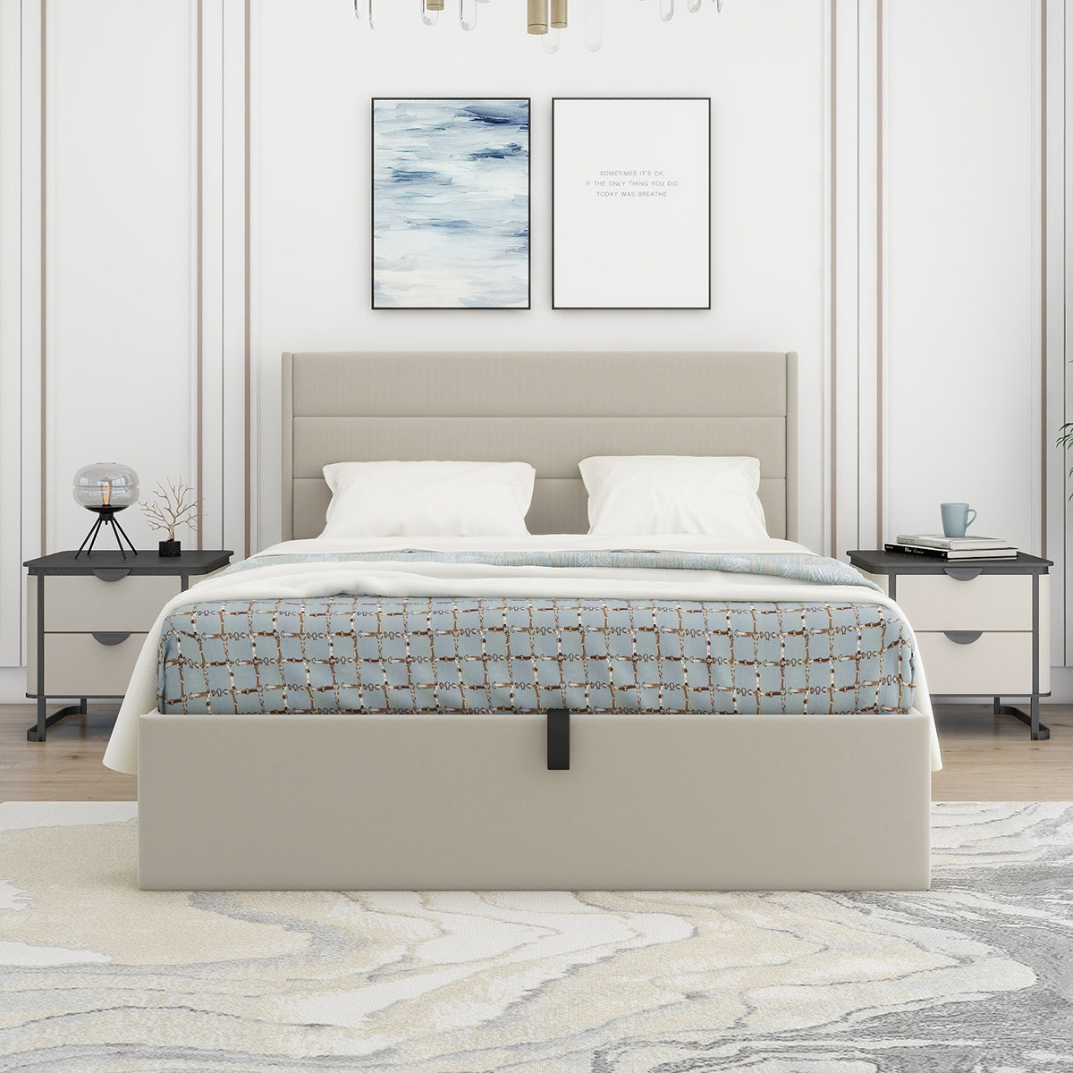 Latitude Run® Denicolais Hydraulic Lift Up Upholstered Storage Bed with Winback Headboard ...