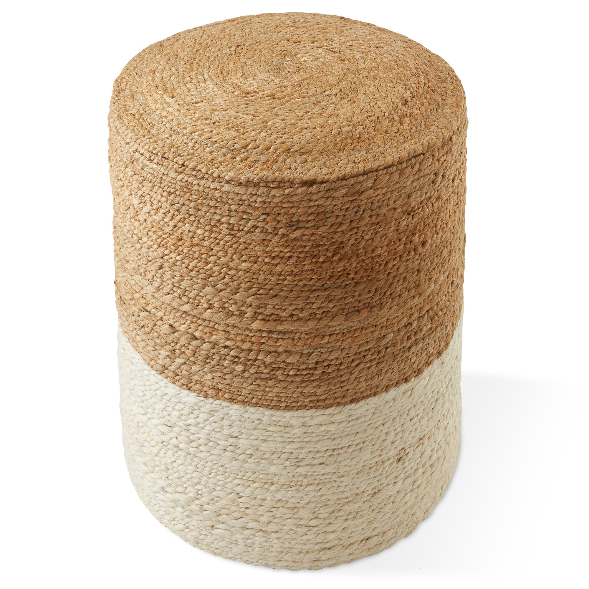 Casafield Handcrafted Natural Jute Pouf Ottoman, 14 Round x 16 High ...