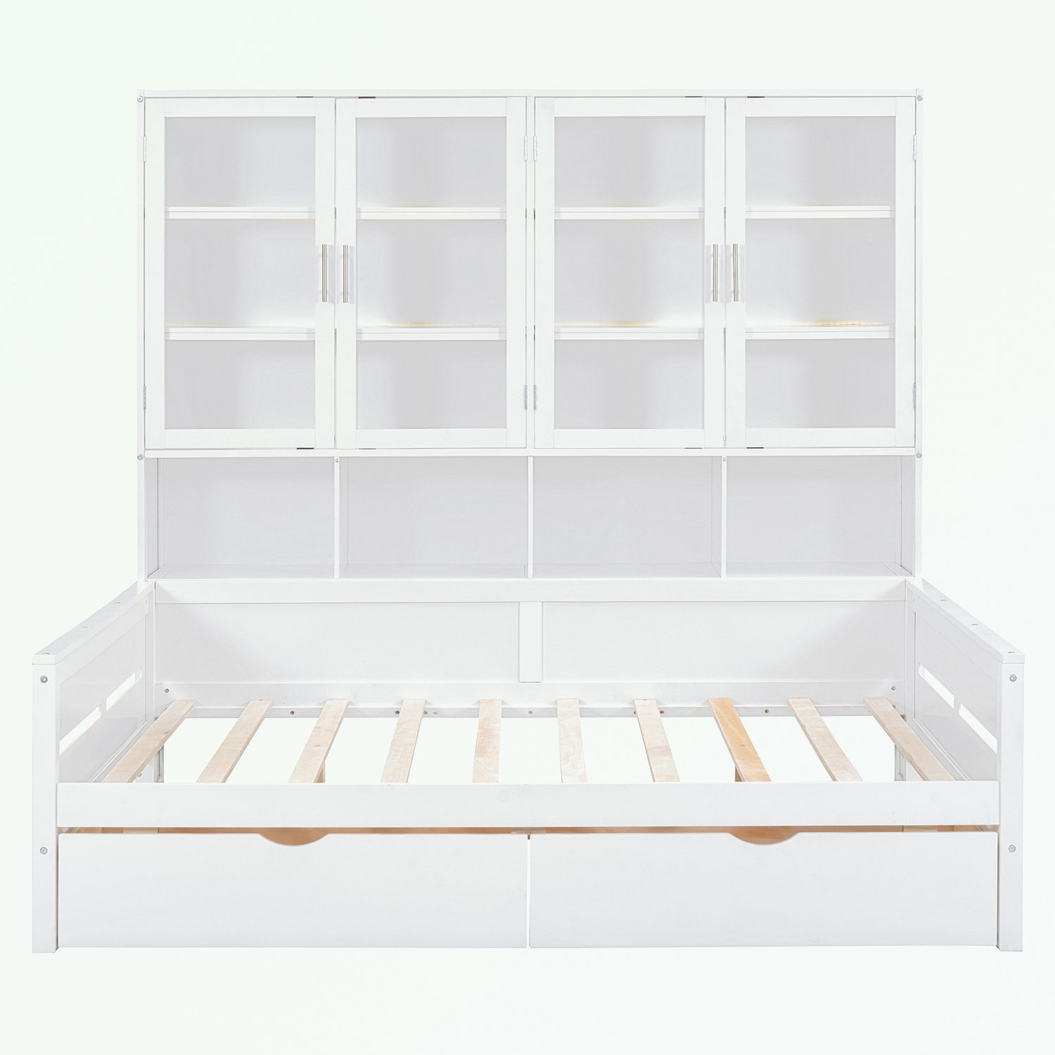 Red Barrel Studio® Full Size Wooden Daybed with Glass-Door Storage ...