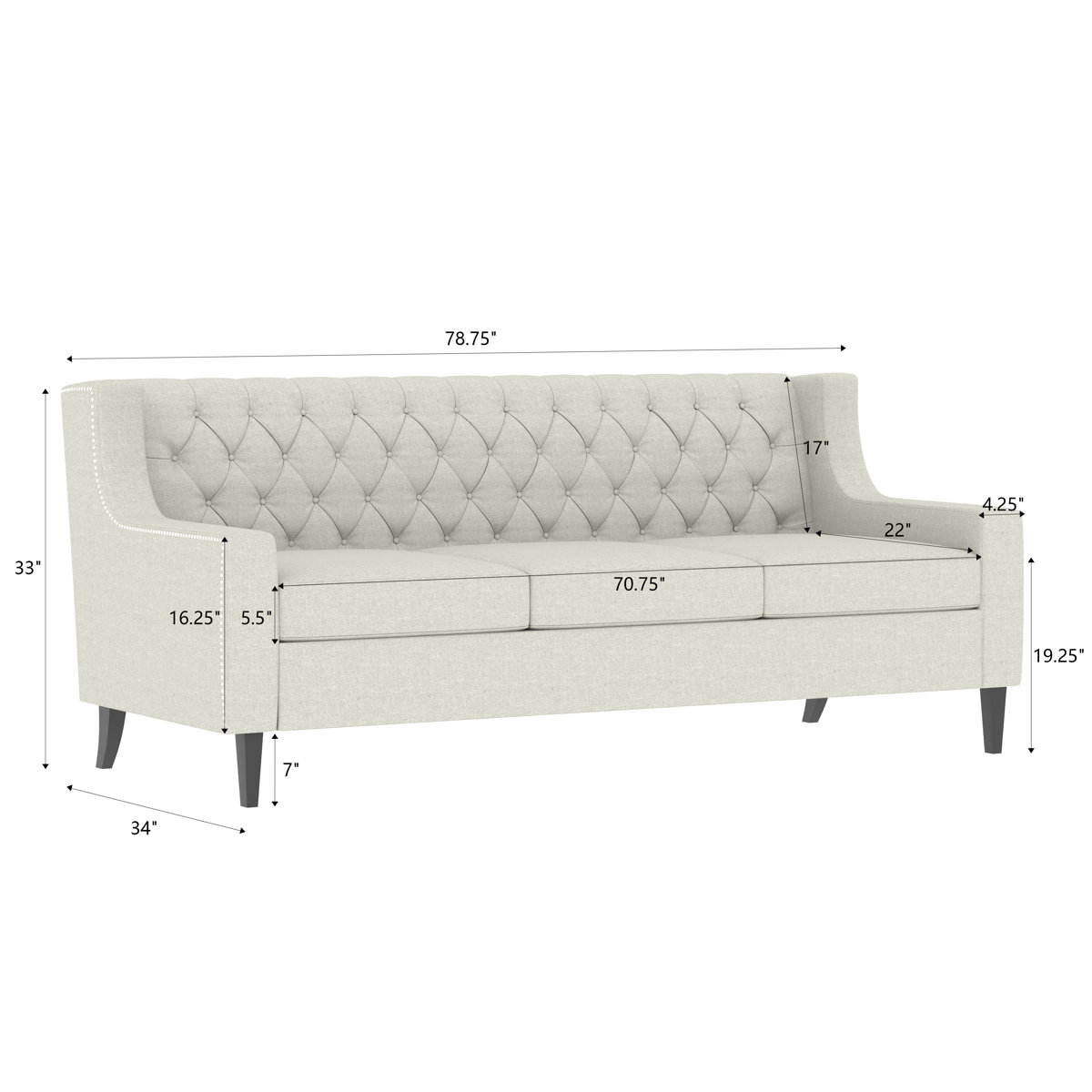 Winston Porter Tenice 78.75'' Rolled Arms Chesterfield Sofa | Wayfair