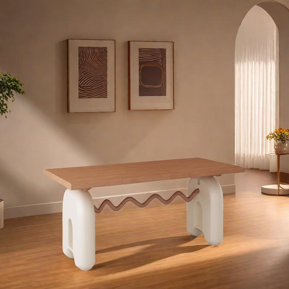 Beicang Home Modern Creamy Style Solid Wood Dining Table | Wayfair