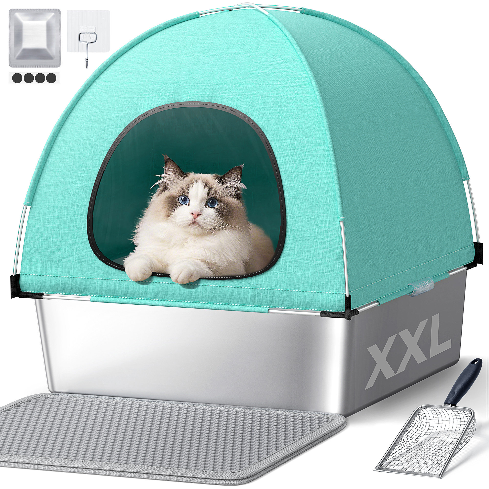 Archie & Oscar™ 2-IN-1 89L Extra Large Stainless Steel Cat Litter Box ...