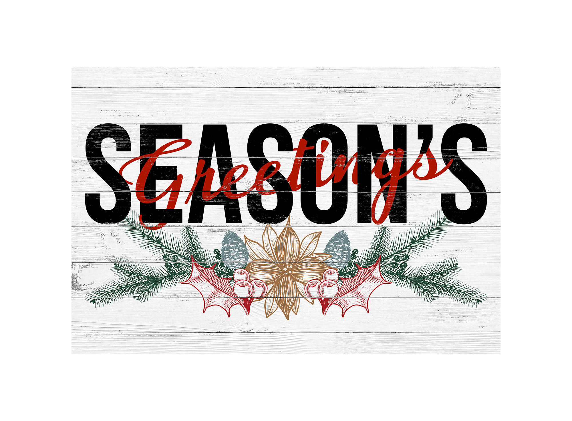 The Seasonal Aisle 'Season`s Greetings' Graphic Art Print on Wrapped ...