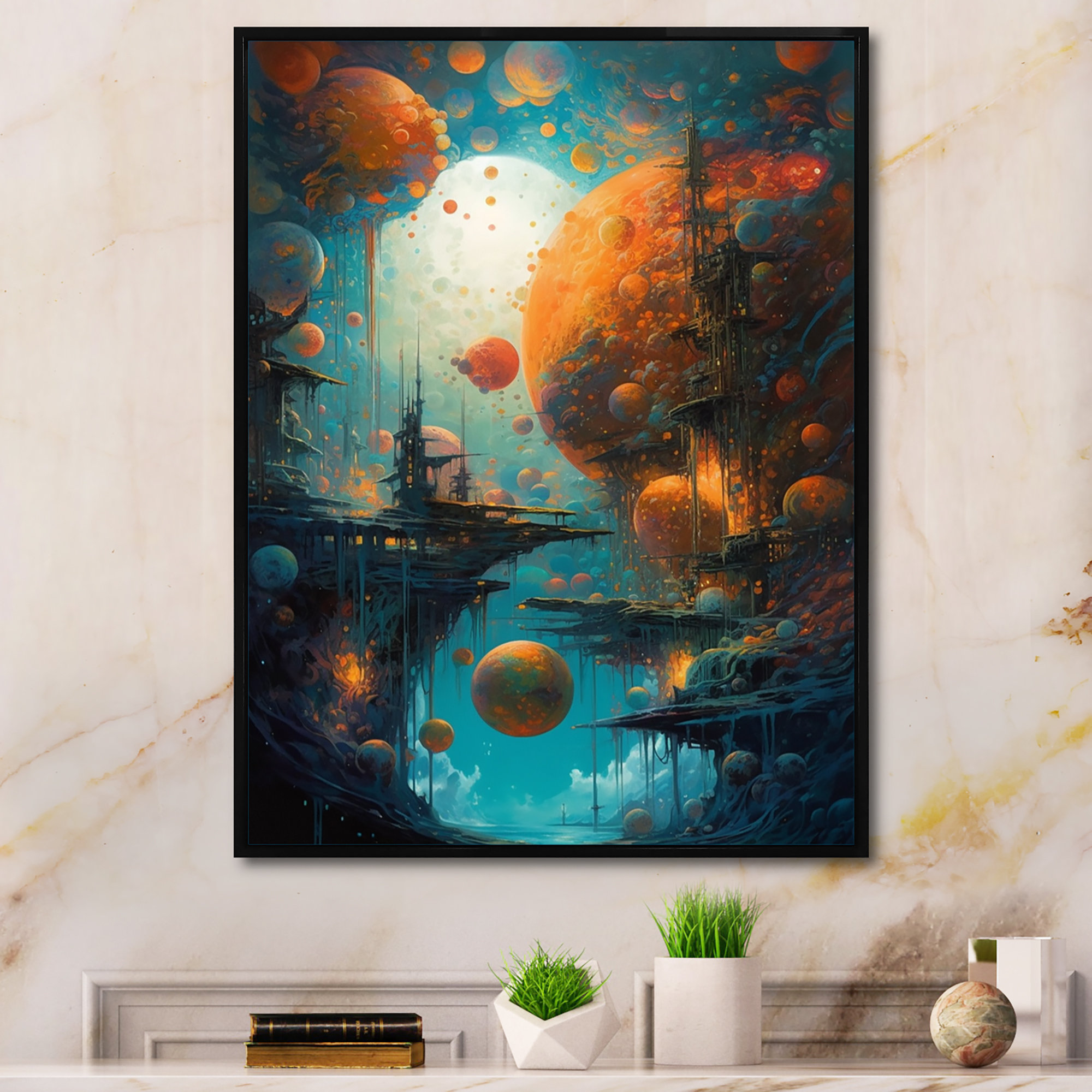 Latitude Run® Planets In The Universe II - Surrealism landscape Canvas ...
